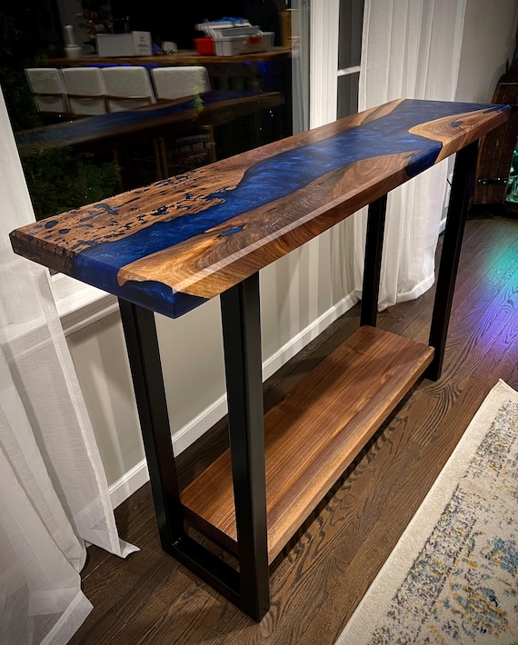 Live Edge Epoxy River Console Table Sofa Table Entry Table Foyer Table Table With Shelf Etsy