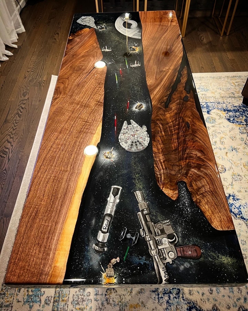 Hand-painted Star Wars Epoxy River Table: Live Edge Walnut Console. - Etsy
