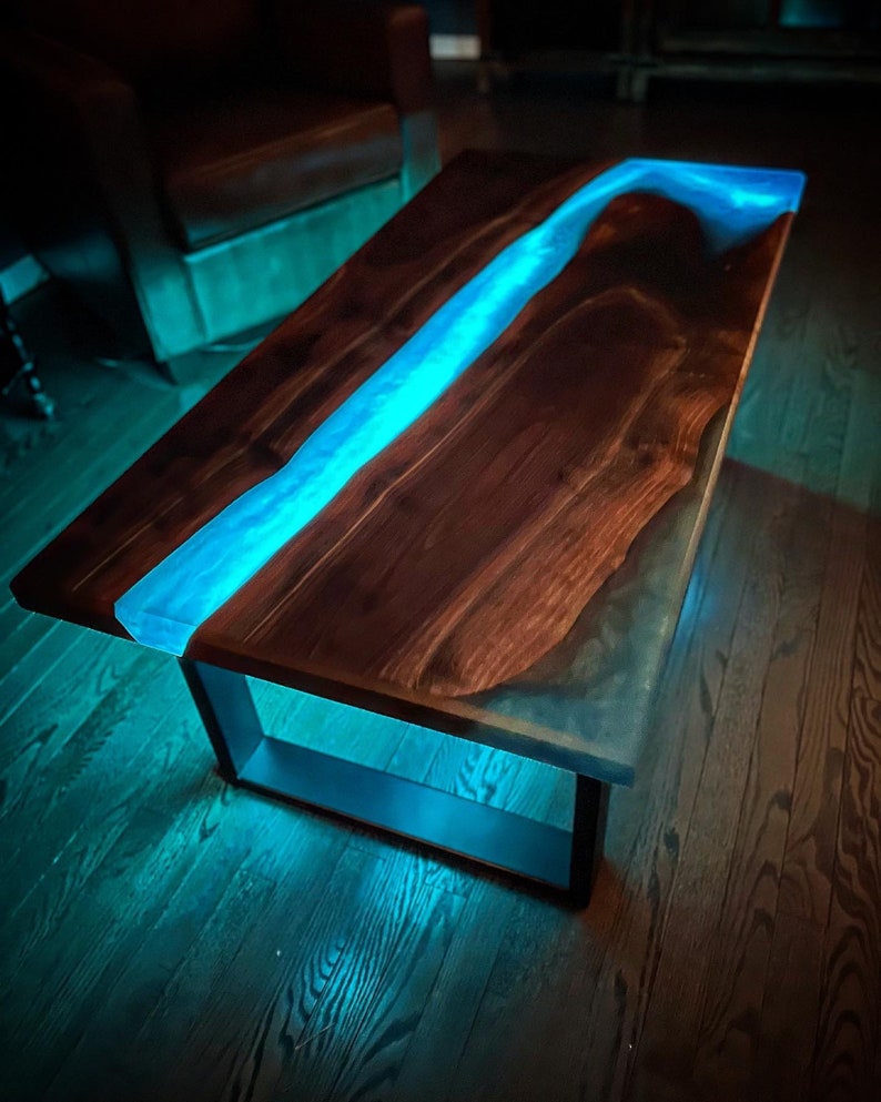 Handmade Black Walnut Epoxy River Coffee Table With LED Lights - Etsy