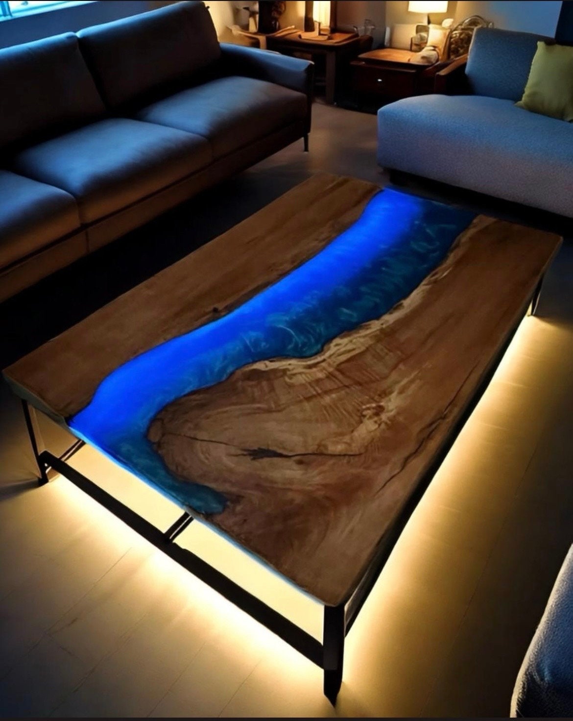 Handmade Black Walnut Epoxy River Coffee Table With LED Lights - Etsy