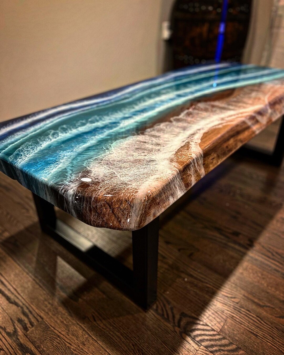 Resin Art Ocean Table ~ Beach Theme Table ~ Coffee Table ~ Wave Table ...