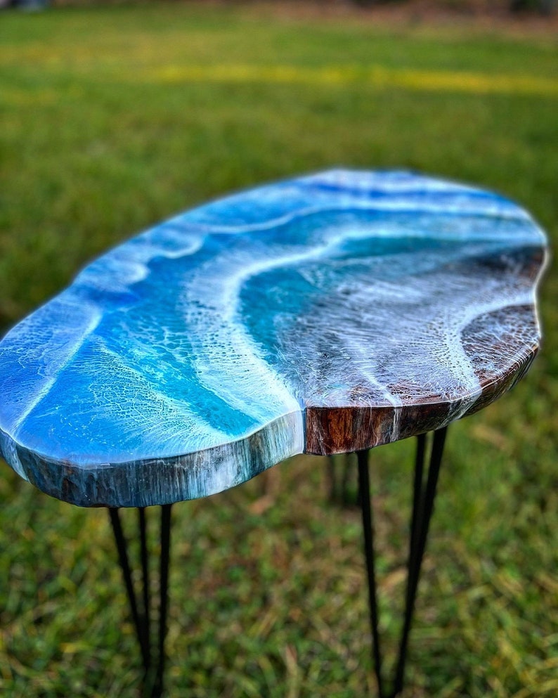 Epoxy Live Edge Ocean End Table Side Table Night Stand | Etsy