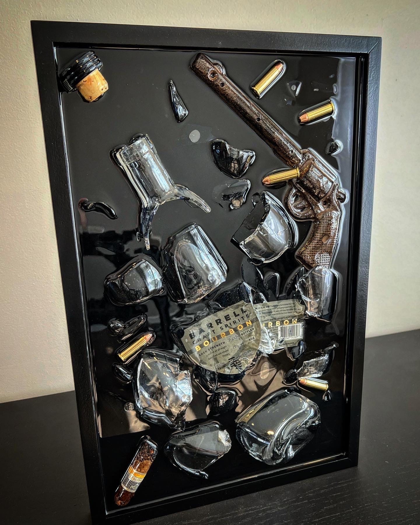 Liquor Bottle Bar Art Glass Art Serving Whiskey Art - Etsy