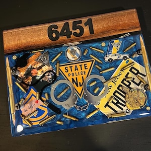Police/state Trooper Inspired Bar Tray ~ Law Enforcement Epoxy Resin ...