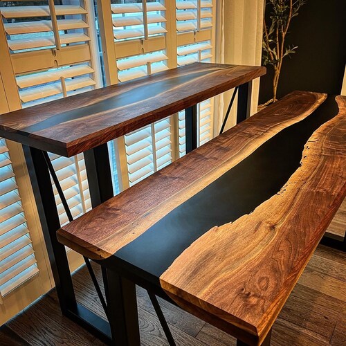 Live Edge River Epoxy Resin Entryway Console Table // Table - Etsy