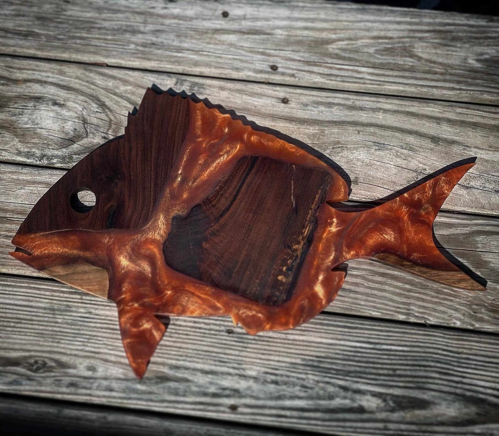 Live Edge Epoxy Resin River Table Wall Art Fish Art Beach - Etsy