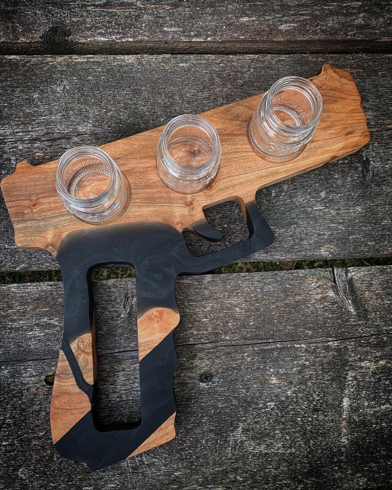 Epoxy Shot Glass Bar Flight Serving Board glock Pistol - Etsy