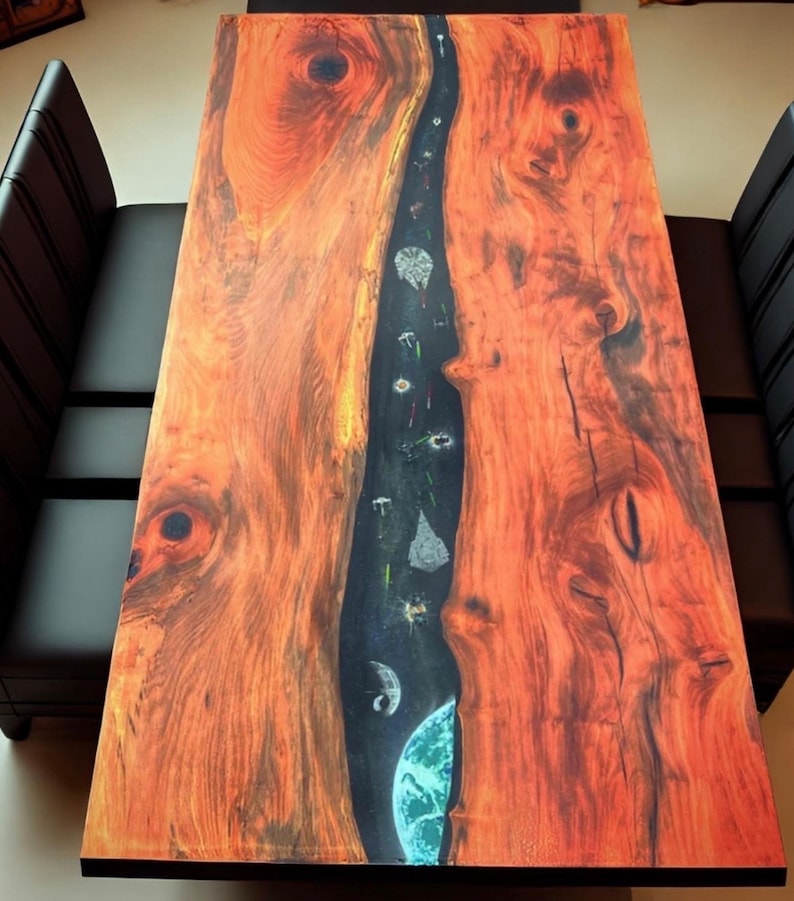 Hand-painted Star Wars Epoxy River Coffee Table: Live Edge Movie ...
