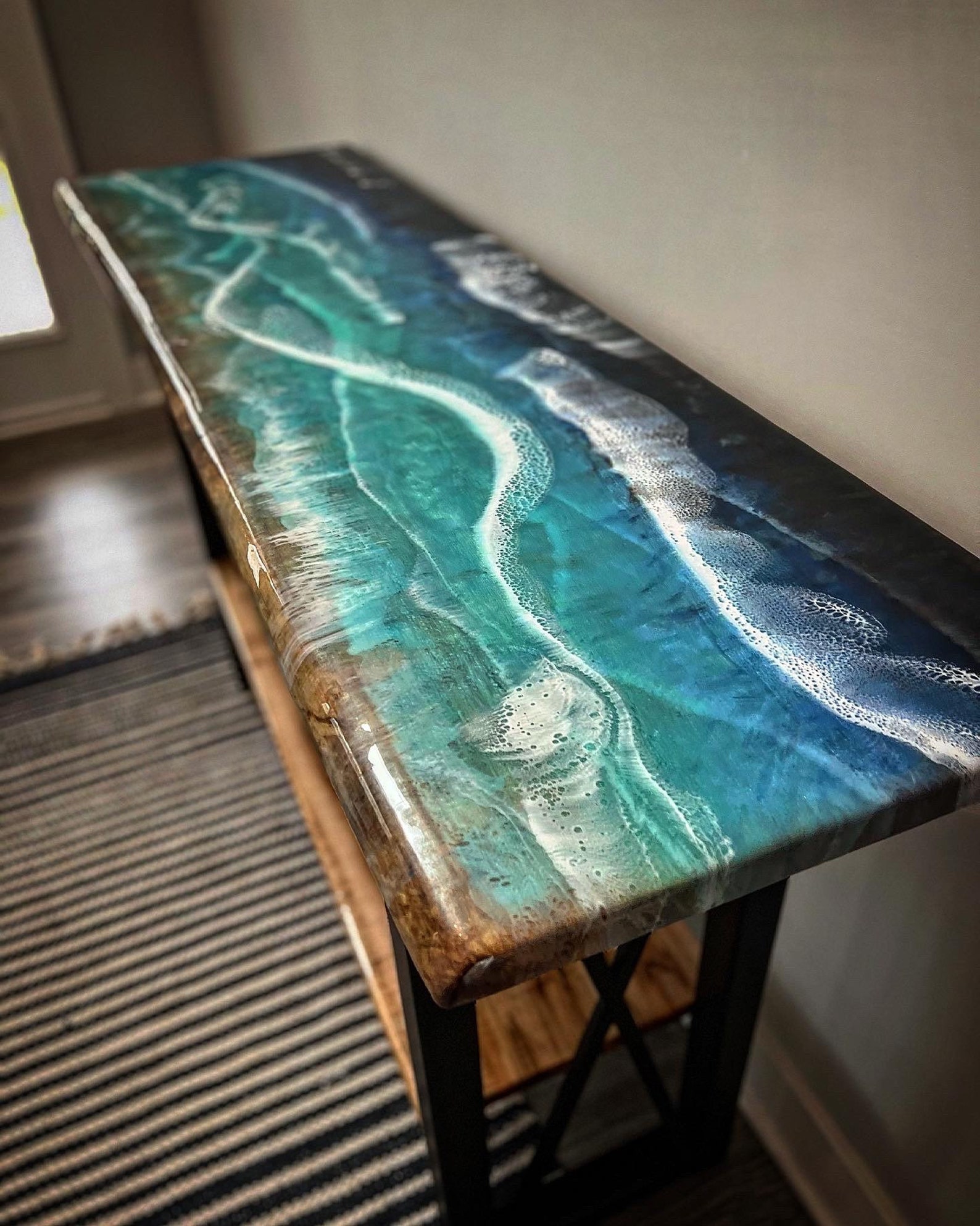 Resin Art Ocean Table Beach Theme Table Sofa Table Entry - Etsy