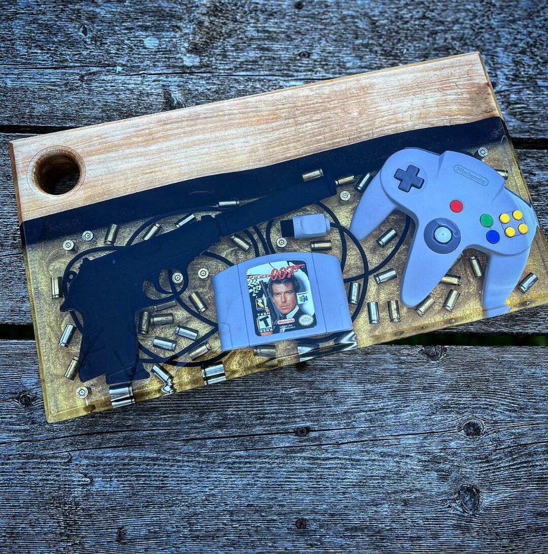 007 Golden Eye Bar Tray ~ N64 Epoxy Resin Serving Board ~ Charcuterie ...