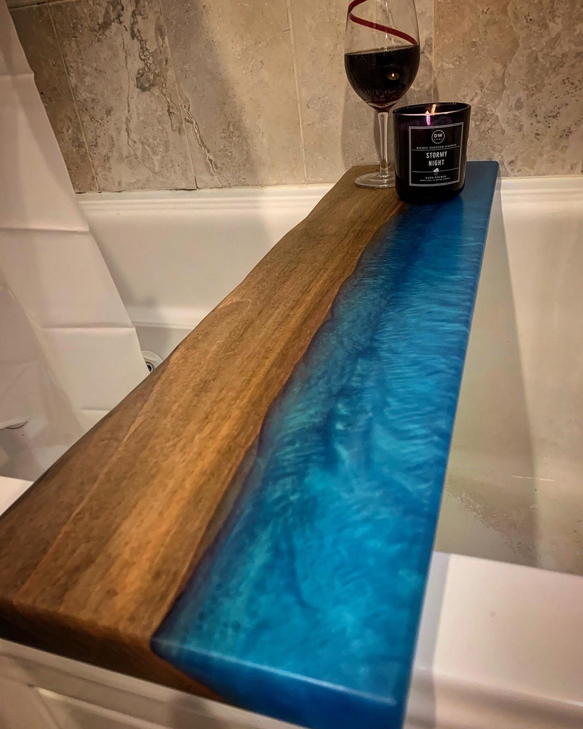 Epoxy River Table Live Edge Bathroom Tray Bath Caddy | Etsy