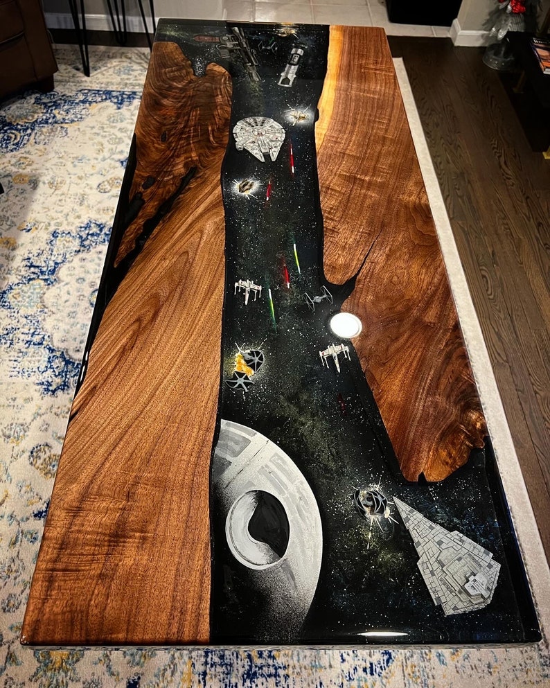 Hand-painted Star Wars Epoxy River Table: Live Edge Walnut Console. - Etsy