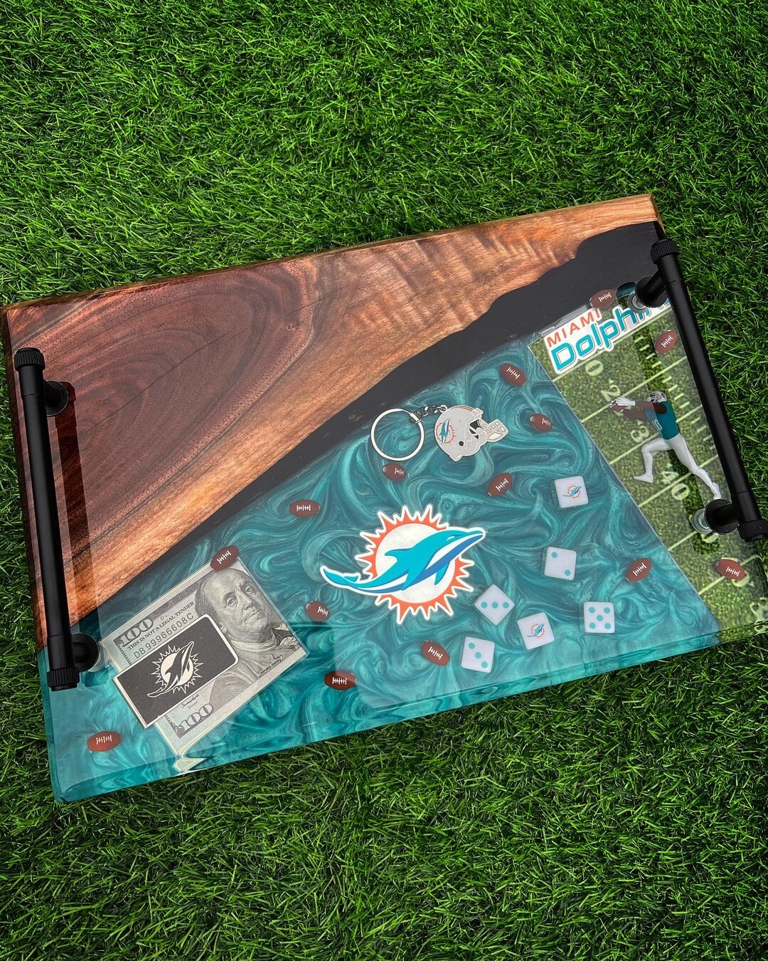 NFL Football Inspired Bar Tray ~ Football Team Epoxy Resin Serving ...