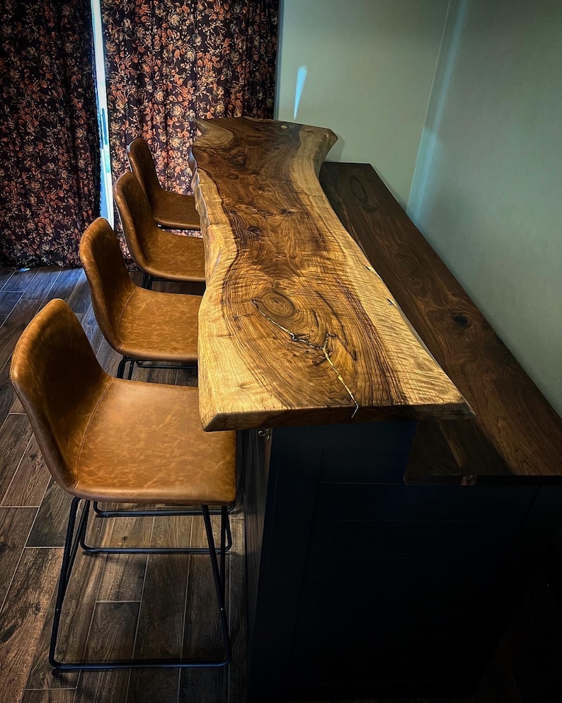 Handmade Live Edge Bar Top: Black Walnut, English Walnut, or Maple - Etsy