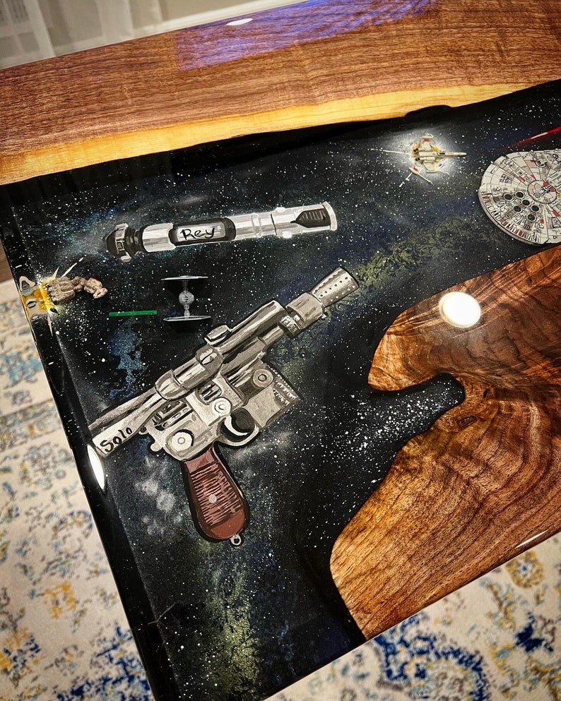 Hand-painted Star Wars Epoxy River Table: Live Edge Walnut Console. - Etsy
