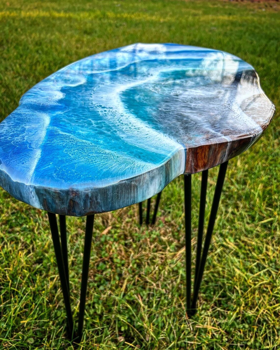 Epoxy Live Edge Ocean End Table Side Table Night Stand | Etsy