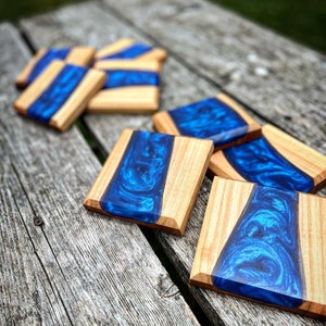 Handmade Wood River Coaster Set: Epoxy and Wood Coasters. - Etsy