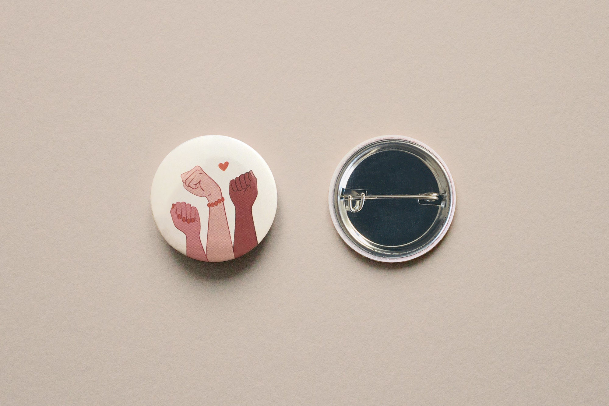 Girl Power Feminist Badge Raised Fists Illustration Pin Sorority ...