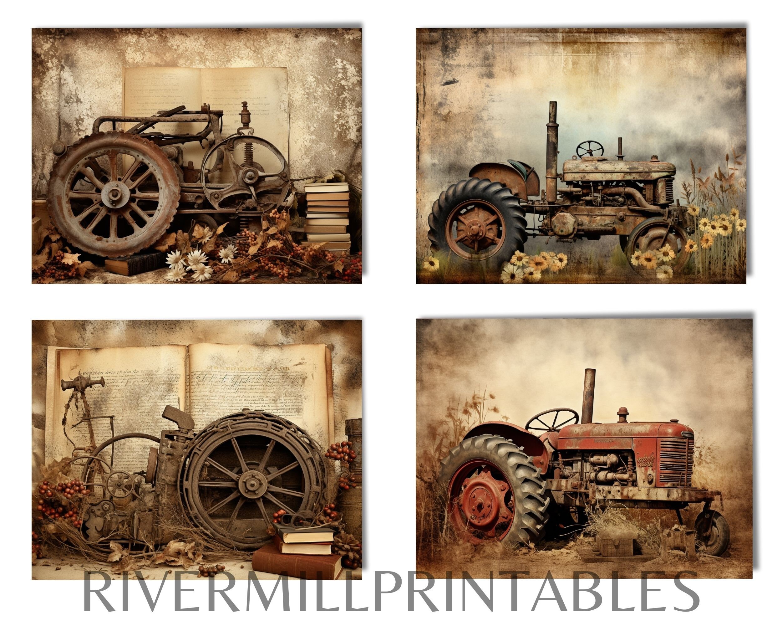 12 Rustic Farm Printable Pages, 300DPI JPG Files Junk Journal Digital ...
