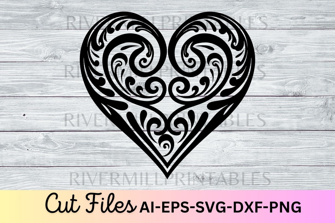 Heart With Swirls SVG EPS Cut File PNG Printable Cricut Silhouette ...