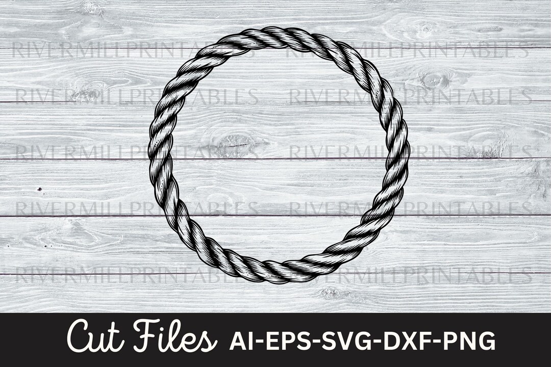 Round Rope Frame SVG EPS Cut File PNG Printable Stencil Vector Laser ...