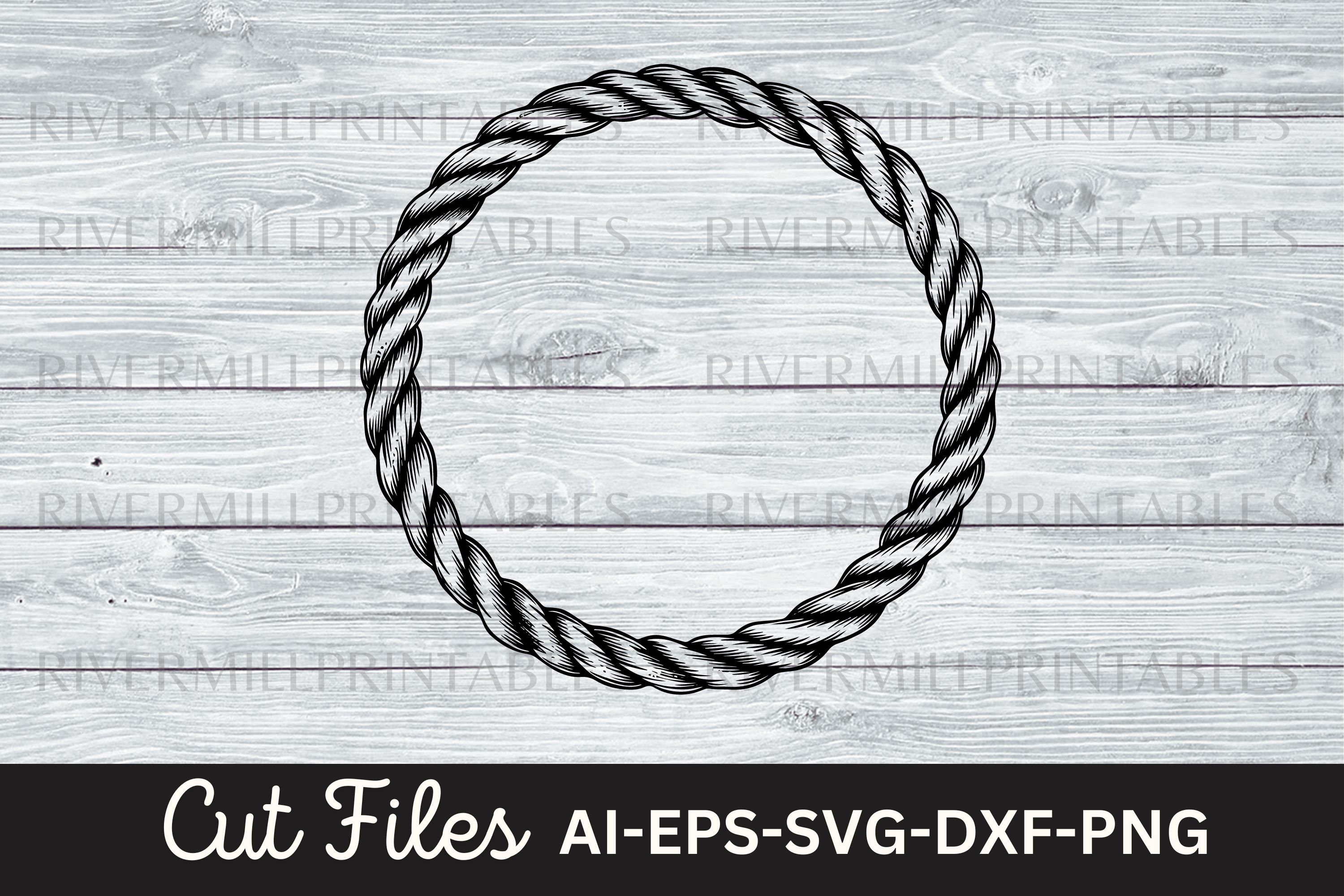 Round Rope Frame SVG EPS Cut File PNG Printable Stencil Vector Laser ...