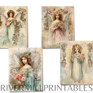 12 Victorian Angels Junk Journal Pages, 300DPI JPG Files Digital ...