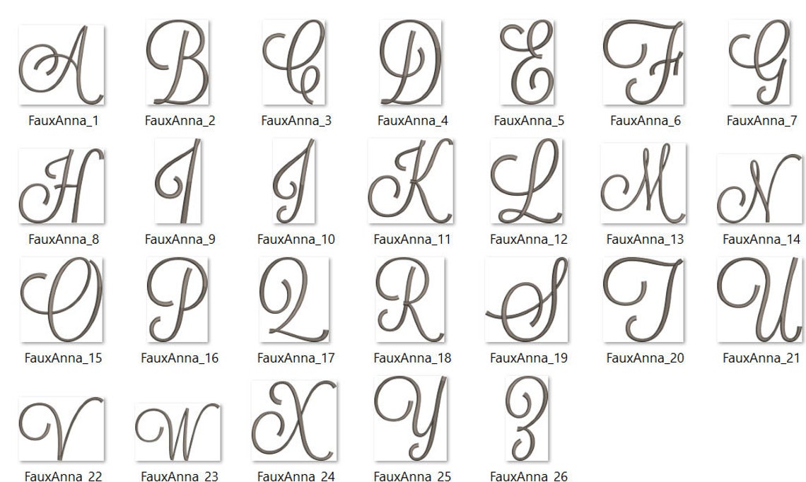 Faux Embroidery Printable Alphabet - 62 Anna Script PNG Letters ...