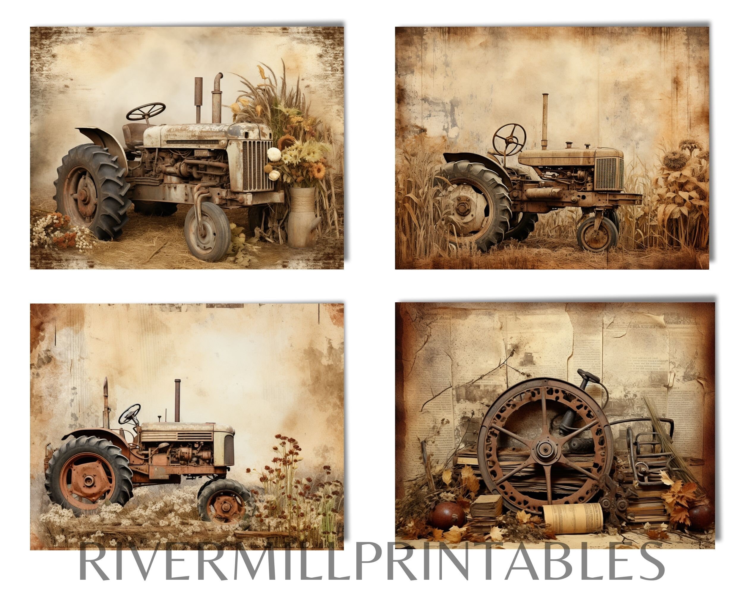 12 Rustic Farm Printable Pages, 300DPI JPG Files Junk Journal Digital ...