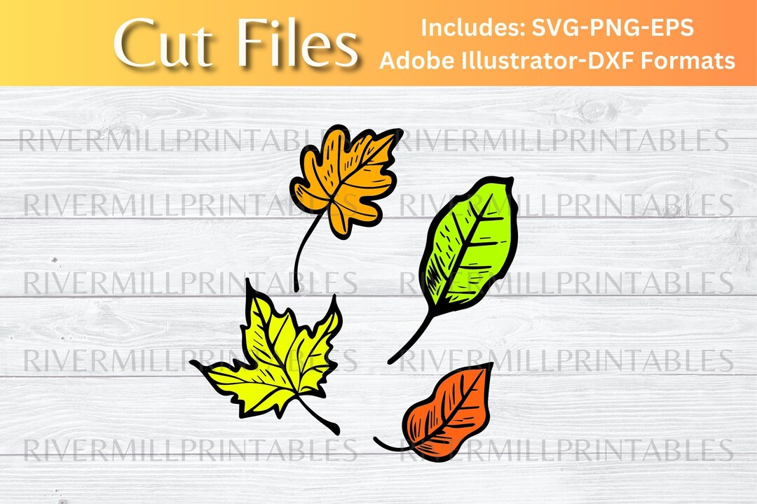 Fall Leaves SVG EPS Cut File PNG Printable Stencil Vector Laser Etching ...