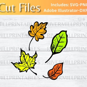 Fall Leaves SVG EPS Cut File PNG Printable Stencil Vector Laser Etching ...