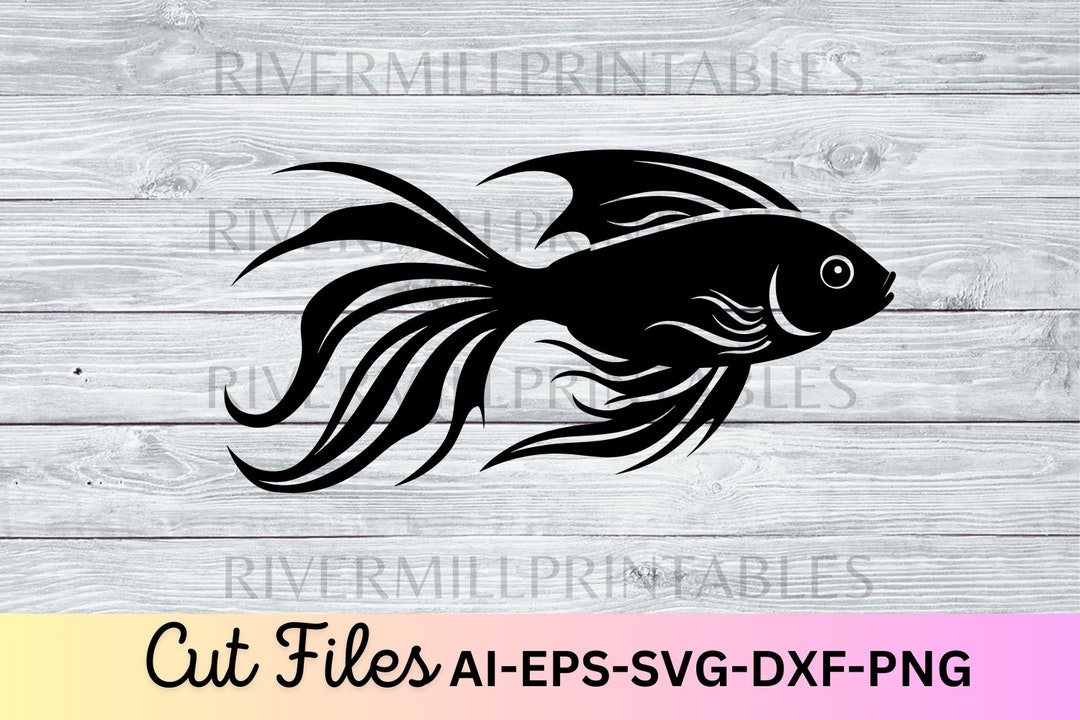 Fish With Flowing Fins SVG EPS Cut File PNG Printable - Etsy