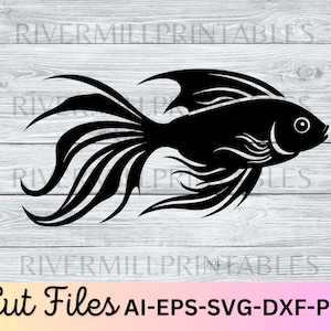 Fish With Flowing Fins SVG EPS Cut File PNG Printable - Etsy