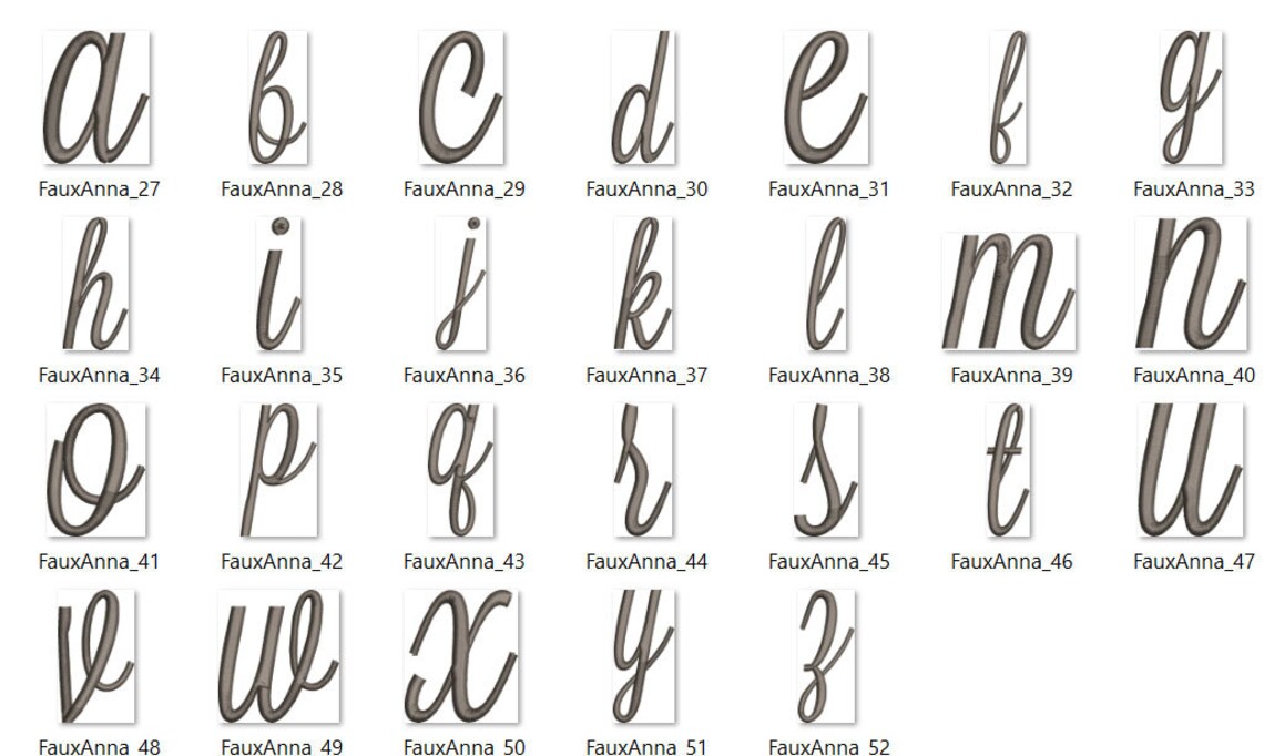 Faux Embroidery Printable Alphabet - 62 Anna Script PNG Letters ...