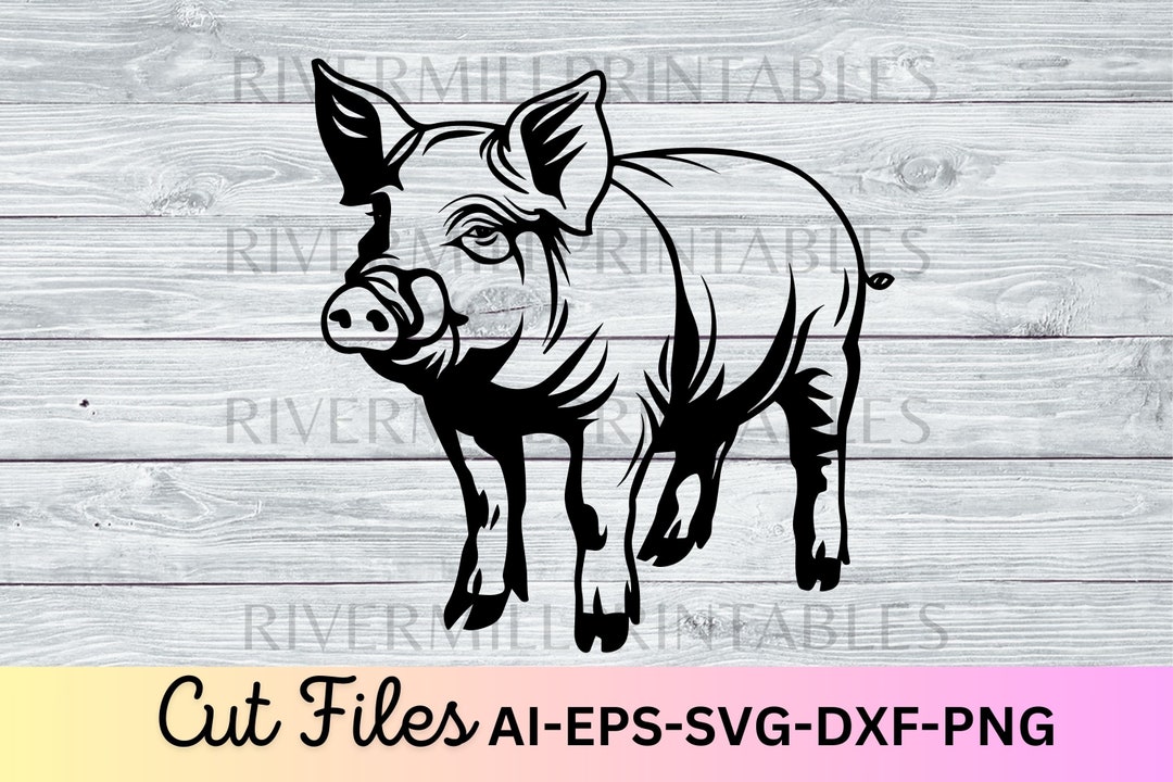 Standing Pig SVG EPS Cut File PNG Printable - Etsy