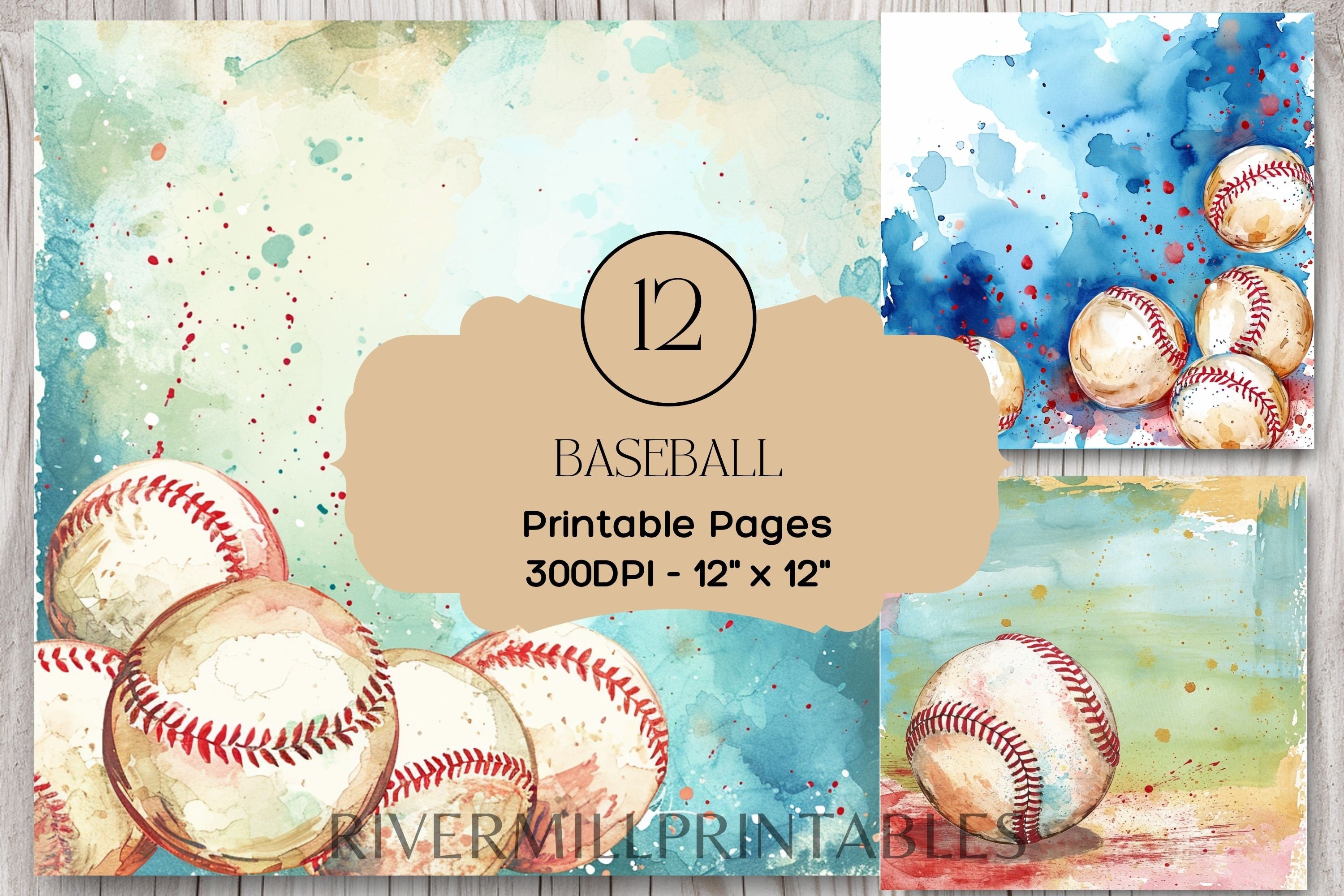 12 Baseball Themed Digital Papers, 300DPI JPG Files Digital Download ...