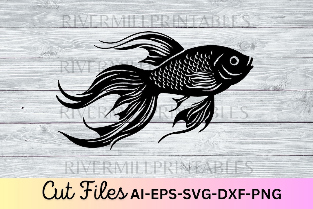 Fish With Flowing Fins SVG EPS Cut File PNG Printable - Etsy