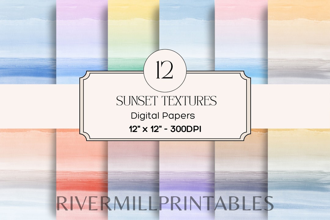 12 Sunset Textures Gradient Background Digital Papers, 300DPI JPG Files ...