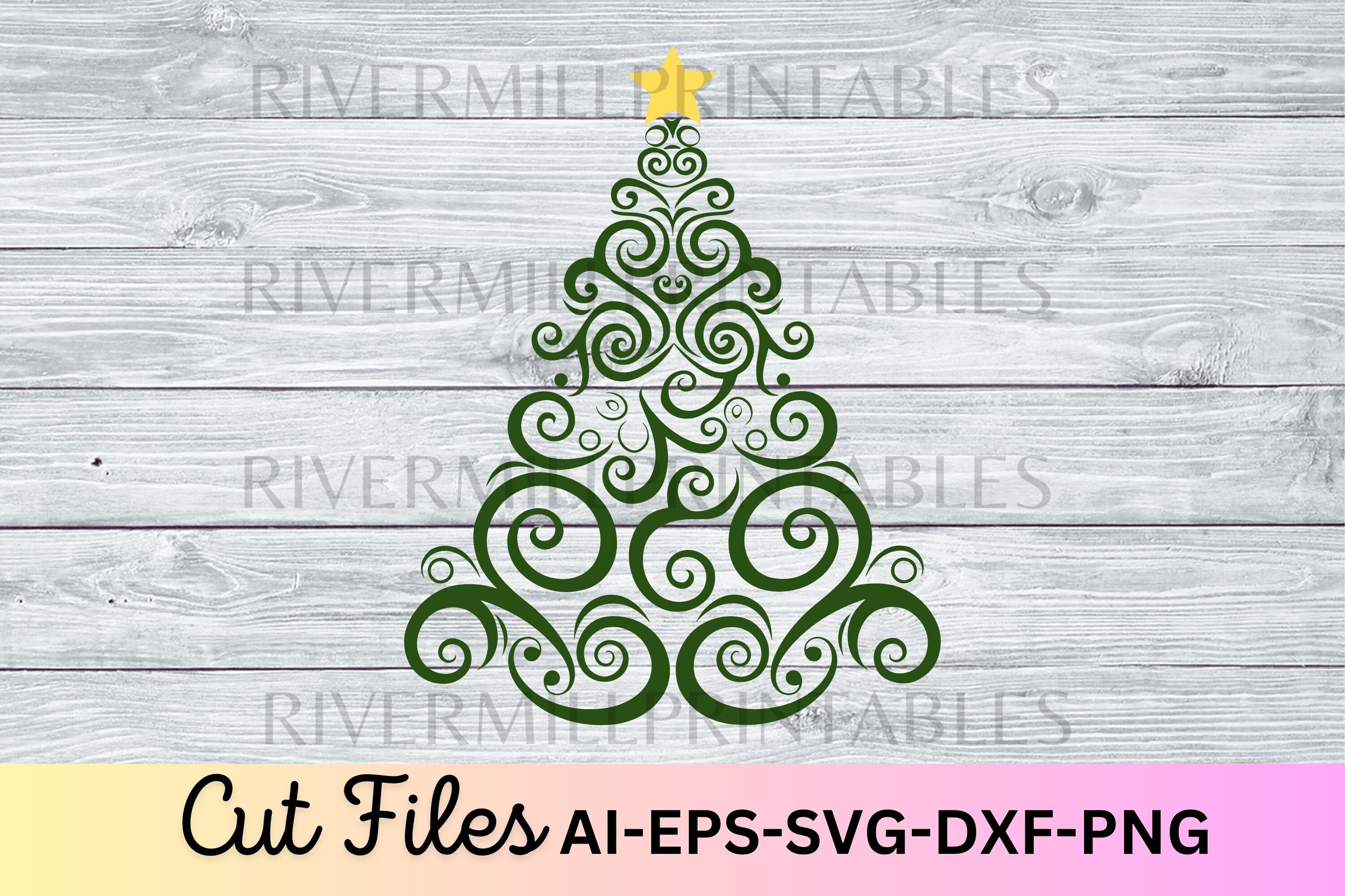 Christmas Tree With Swirls SVG Cut File PNG Printable - Etsy