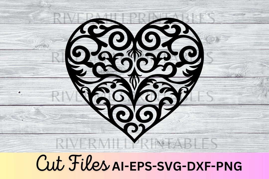 Heart With Swirls SVG EPS Cut File PNG Printable Cricut Silhouette ...