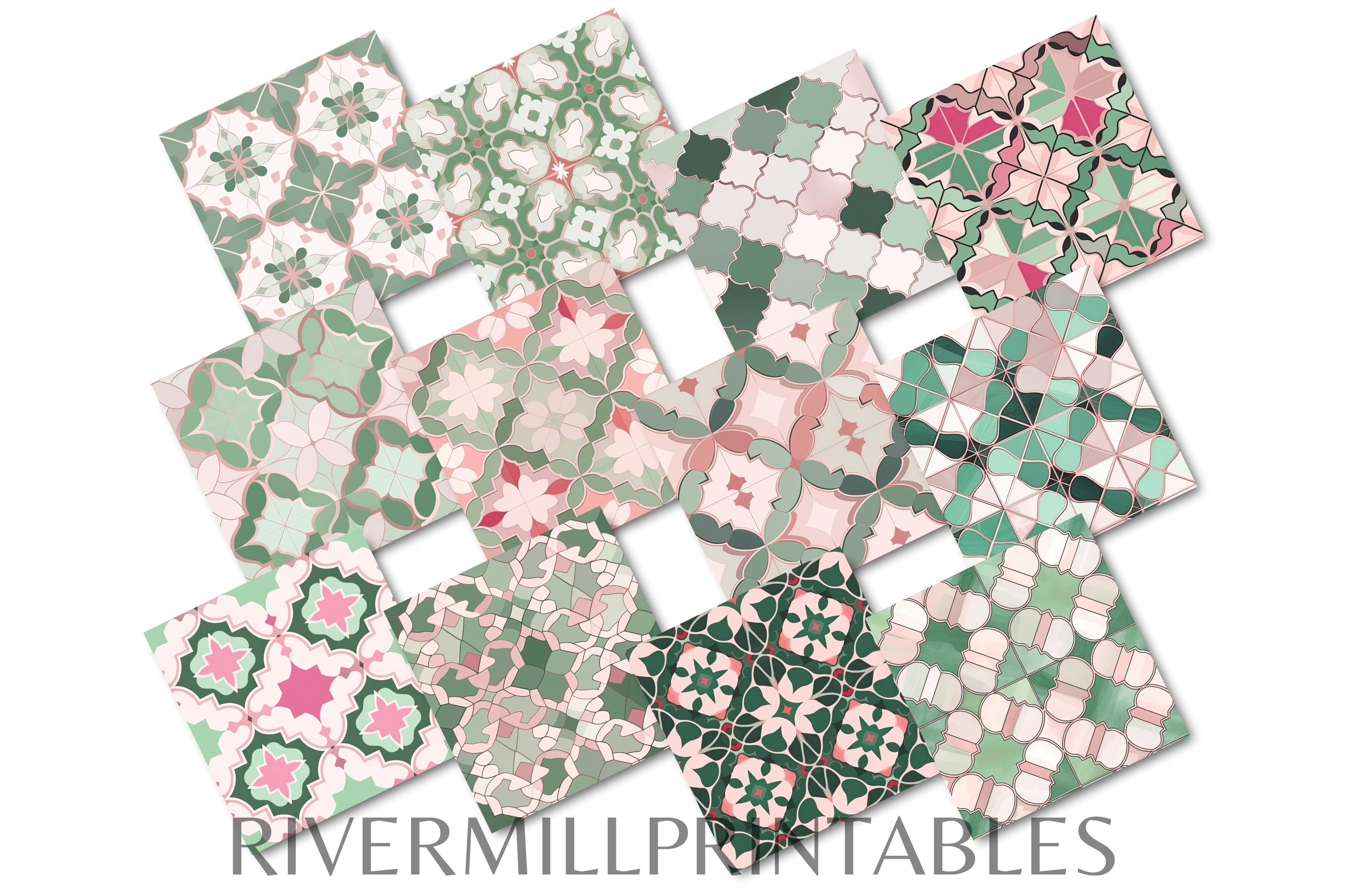 12 Seamless Moroccan Tile Pattern Digital Papers, 300DPI JPG Files ...