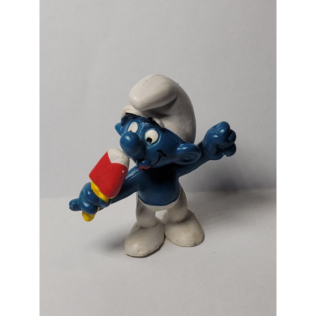Vintage Smurfs Ice Cream Eating Smurf Popsicle PVC Figure 1979 Peyo ...