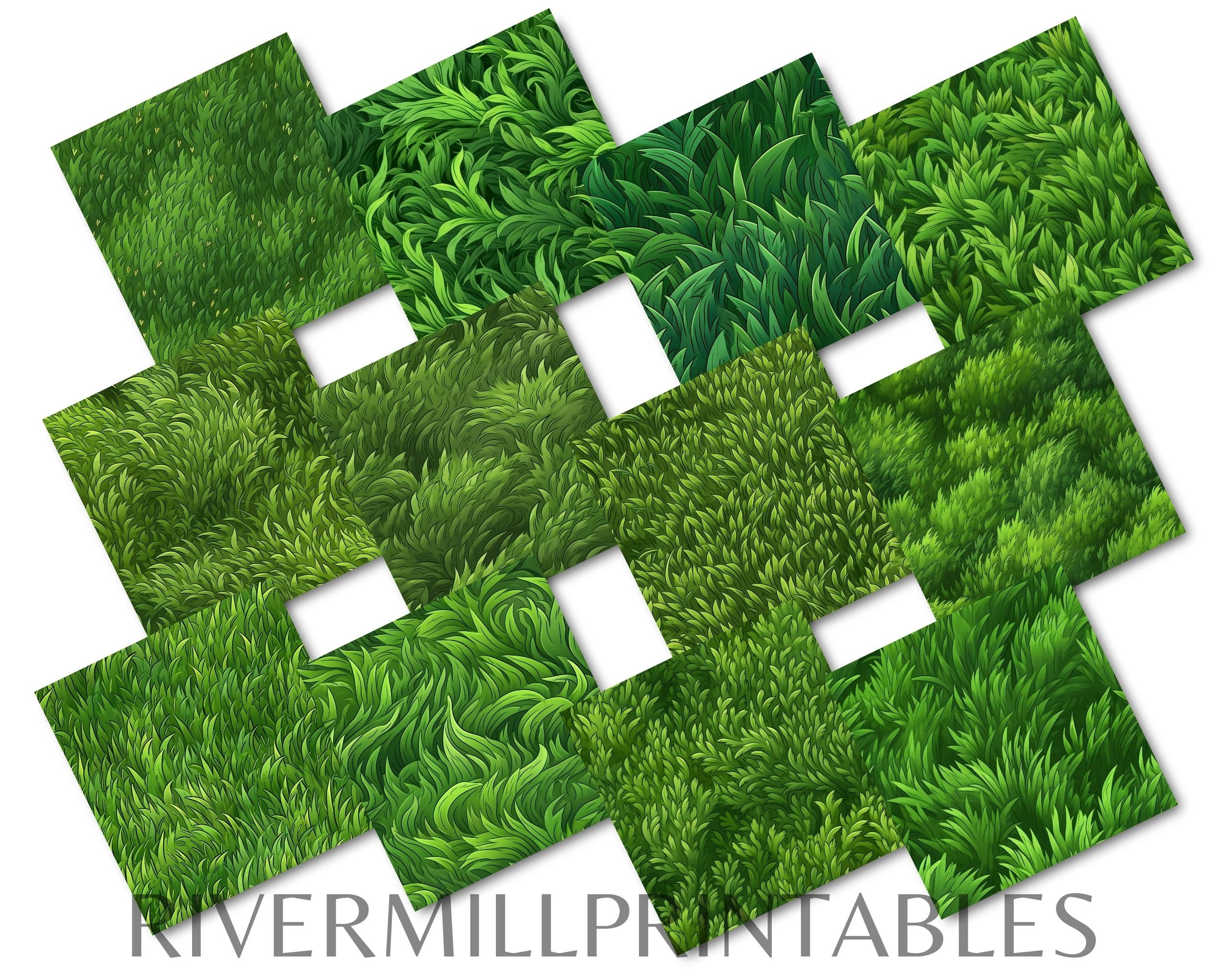12 Seamless Cartoon Grass Digital Papers, 300DPI JPG Files Digital ...