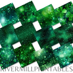 12 Seamless Green Shamrock Bokeh Digital Papers, 300DPI JPG Files ...