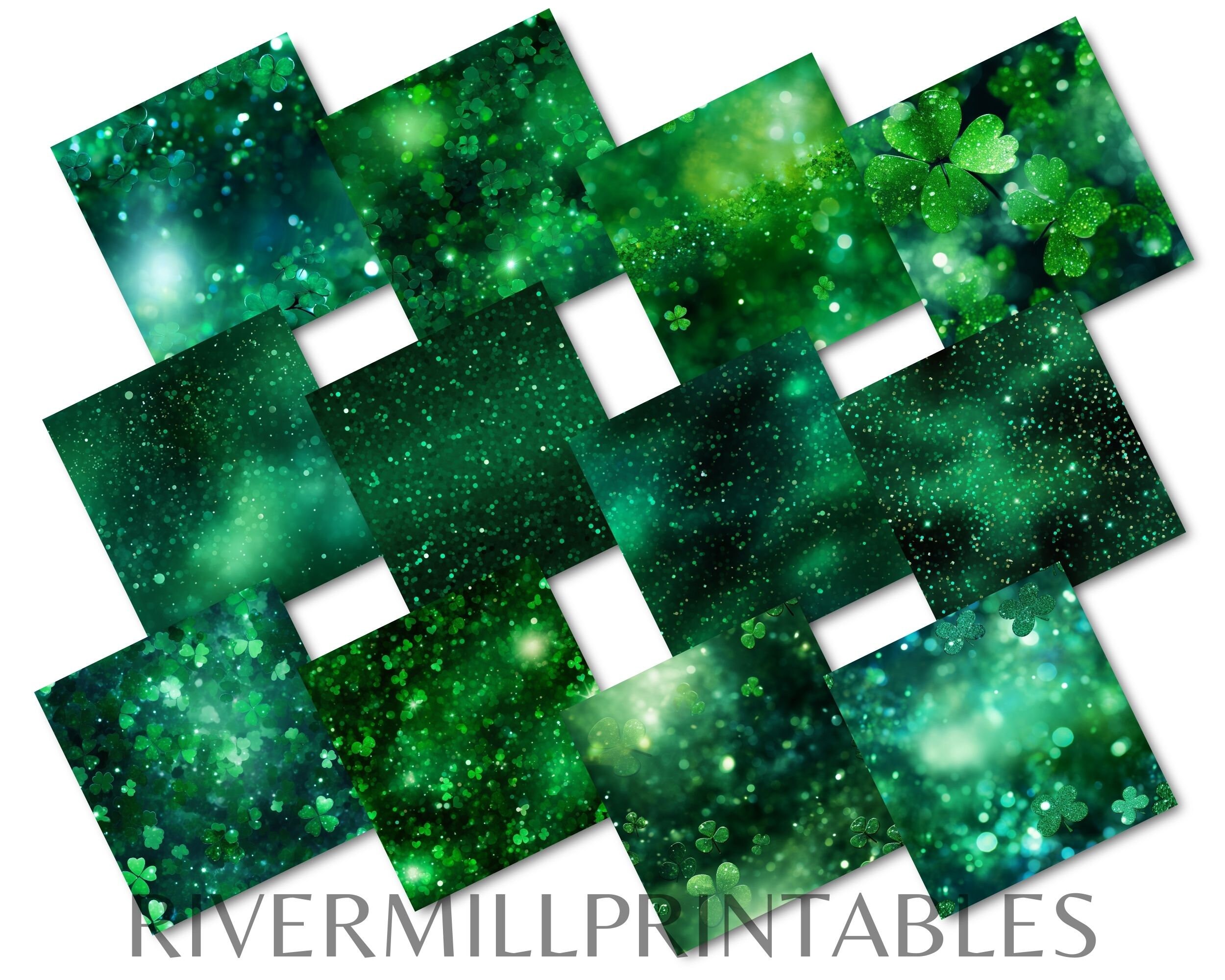 12 Seamless Green Shamrock Bokeh Digital Papers, 300DPI JPG Files ...