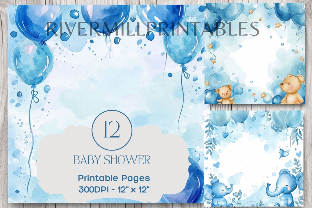 12 New Baby Boy Themed Digital Papers, 300DPI JPG Files Digital ...
