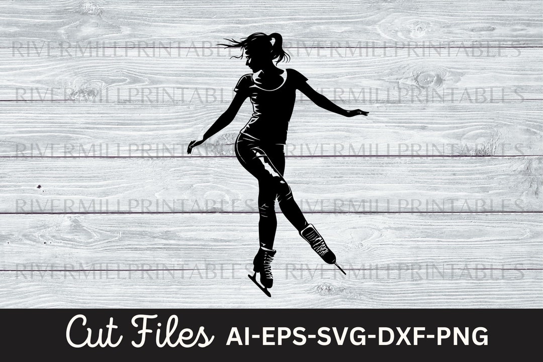 Ice Skater SVG EPS Cut File PNG Printable Stencil Vector Laser Etching ...