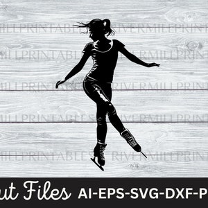 Ice Skater SVG EPS Cut File PNG Printable Stencil Vector Laser Etching ...