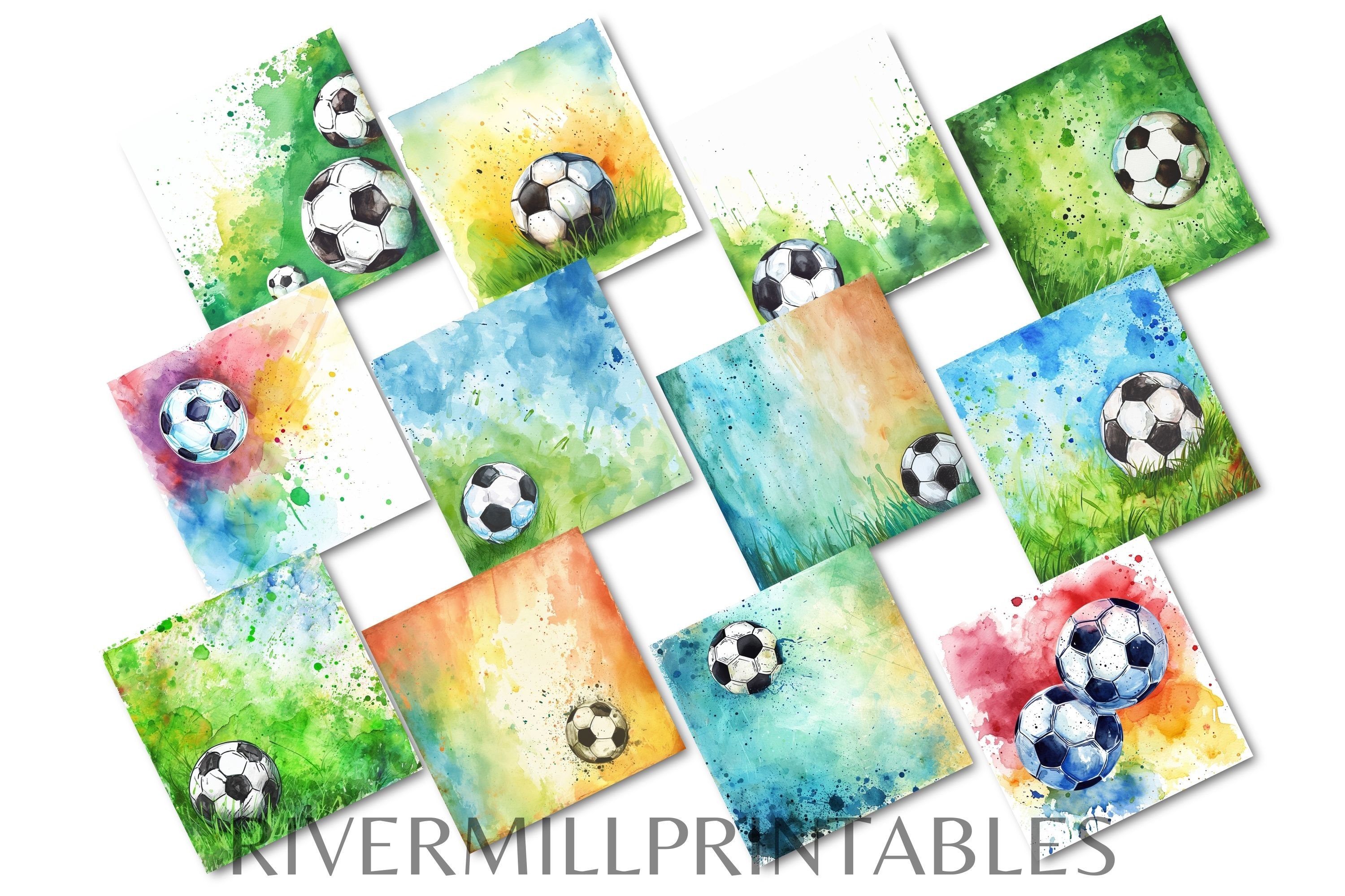 12 Soccer Themed Digital Papers, 300DPI JPG Files Digital Download ...