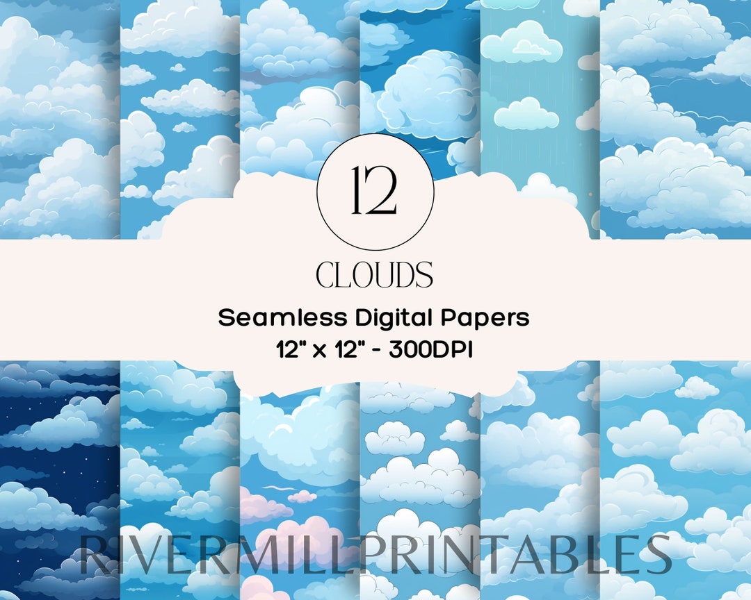 12 Seamless Clouds Digital Papers 300DPI JPG Files Digital - Etsy